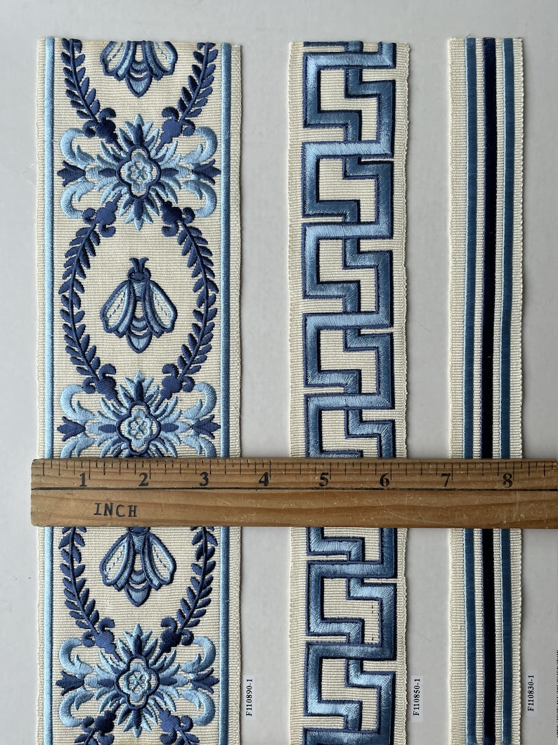 Blue Embroidery Trim, Curtain Trim, Decorative Fabric Band, Bee Trim ...