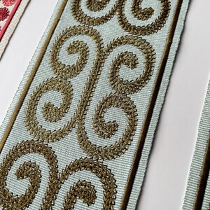Band Embroidered in Green, Trim, Geometric Pattern Trim Embroidered ...