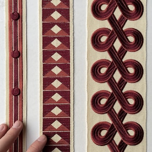 Red Embroidered Cotton Trim, Curtain Trim, Throw Pillow Trim ...