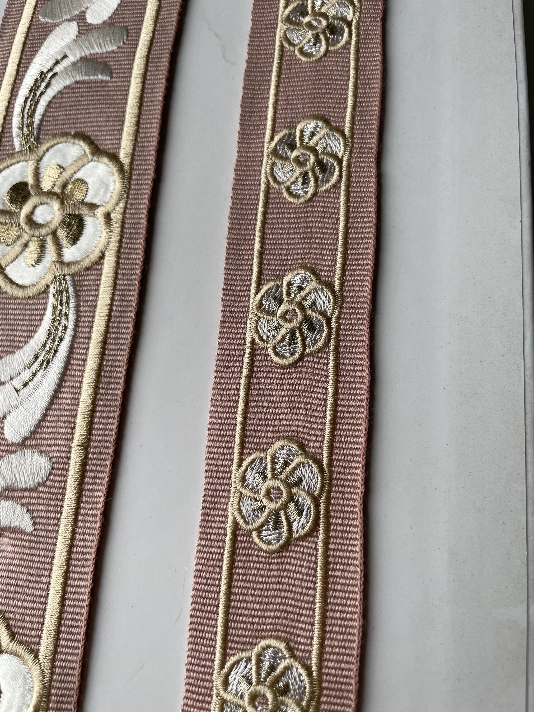 Pink Embroidered Cotton Linen Trim Trim Ribbon Curtain Trim - Etsy