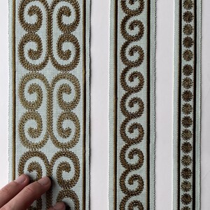 Band Embroidered in Green, Trim, Geometric Pattern Trim Embroidered ...