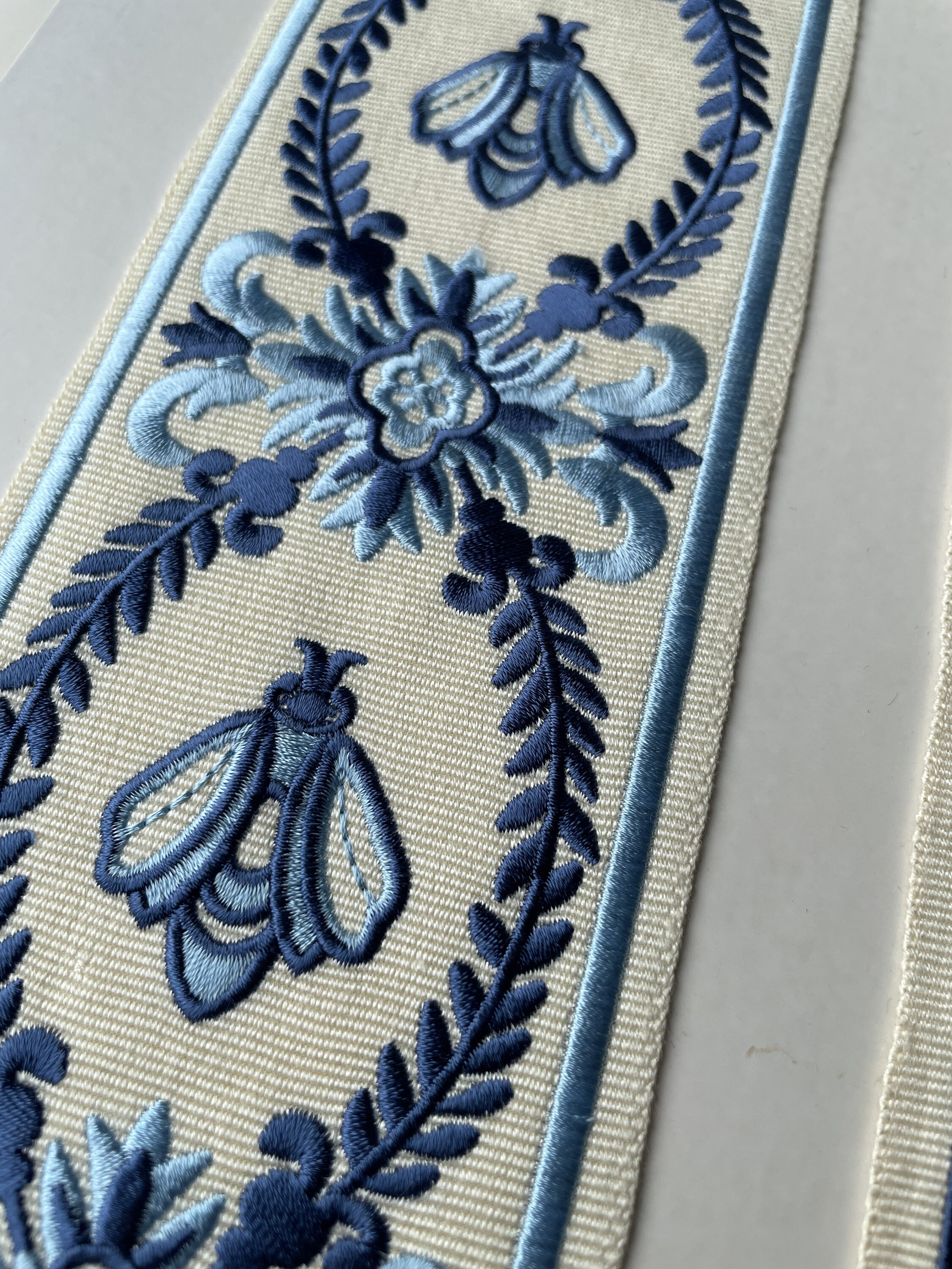 Blue Embroidery Trim, Curtain Trim, Decorative Fabric Band, Bee Trim ...