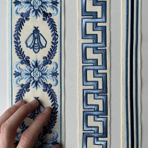 Blue Embroidery Trim, Curtain Trim, Decorative Fabric Band, Bee Trim ...