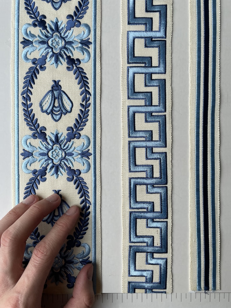 Blue Embroidery Trim, Curtain Trim, Decorative Fabric Band, Bee Trim ...
