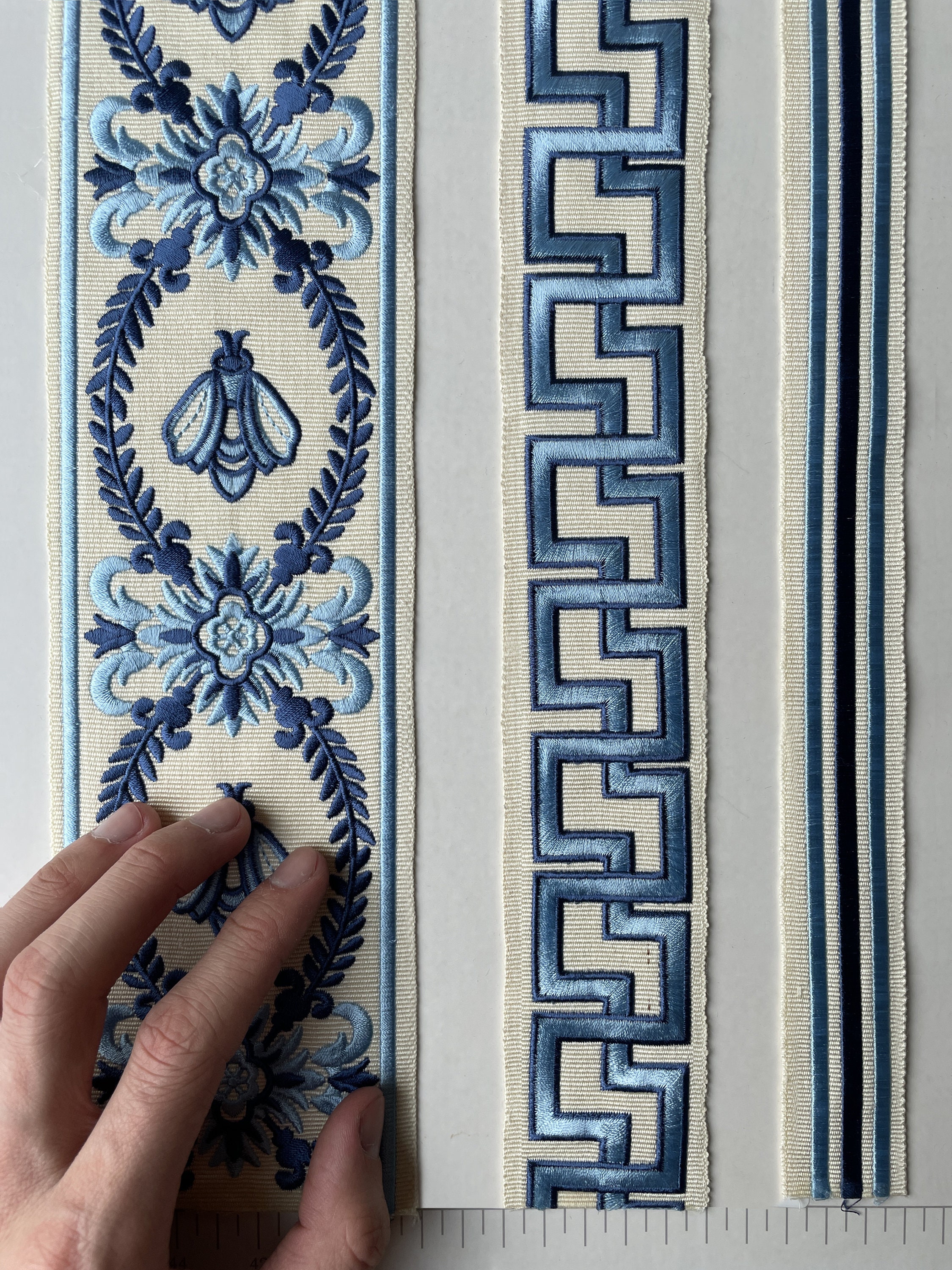 Blue Embroidery Trim, Curtain Trim, Decorative Fabric Band, Bee Trim ...
