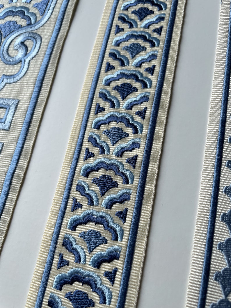Blue Embroidery Trim Geometric Pattern Trim Curtain Trim - Etsy