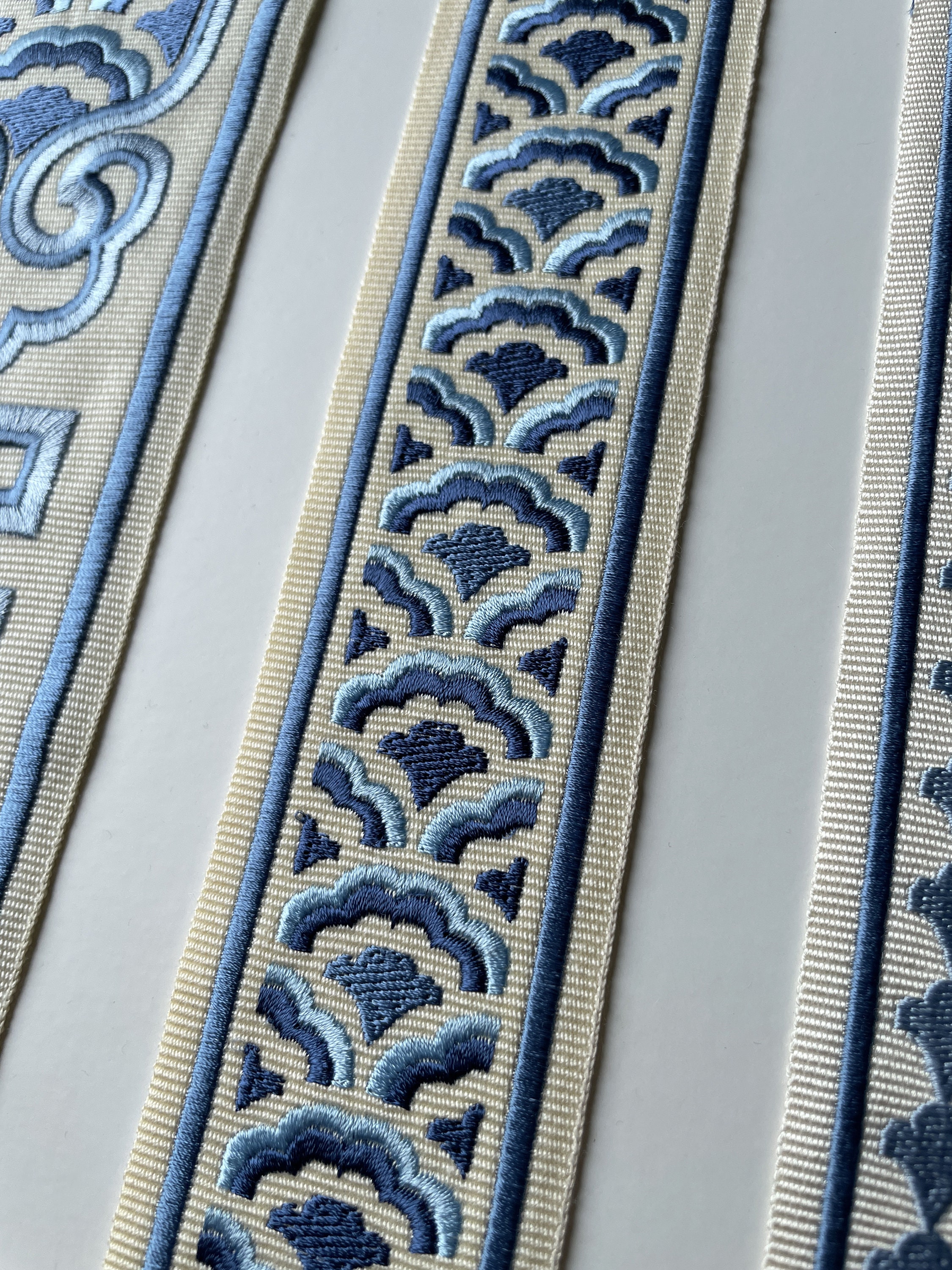 Blue Embroidery Trim Geometric Pattern Trim Curtain Trim - Etsy