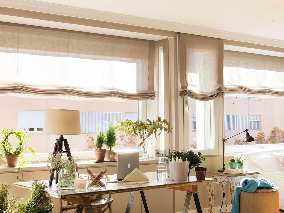 Linen Texture Custom Roman Shades, Roman Shades Modern Farmhouse. - Etsy