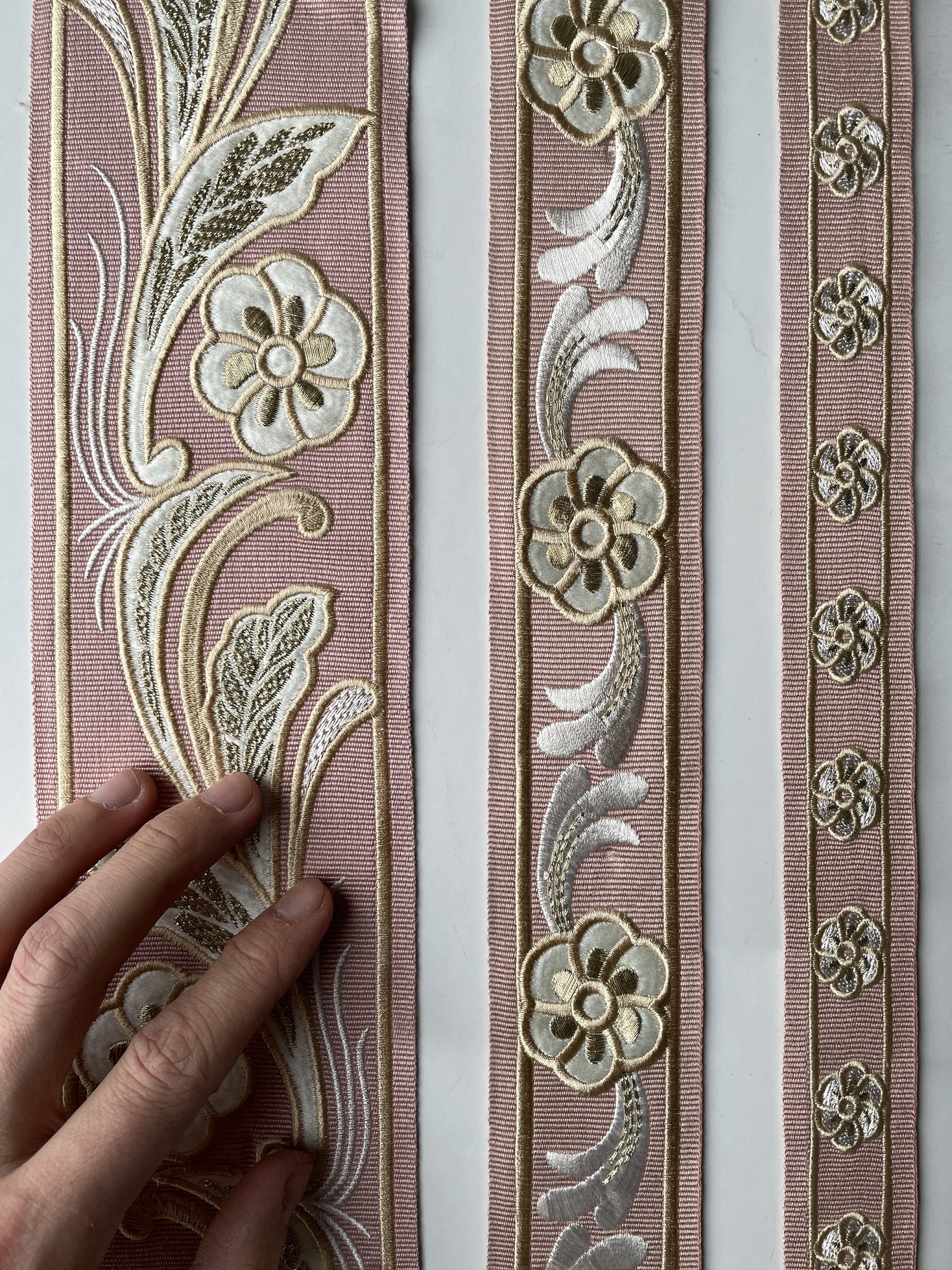 Pink Embroidered Cotton Linen Trim Trim Ribbon Curtain Trim - Etsy