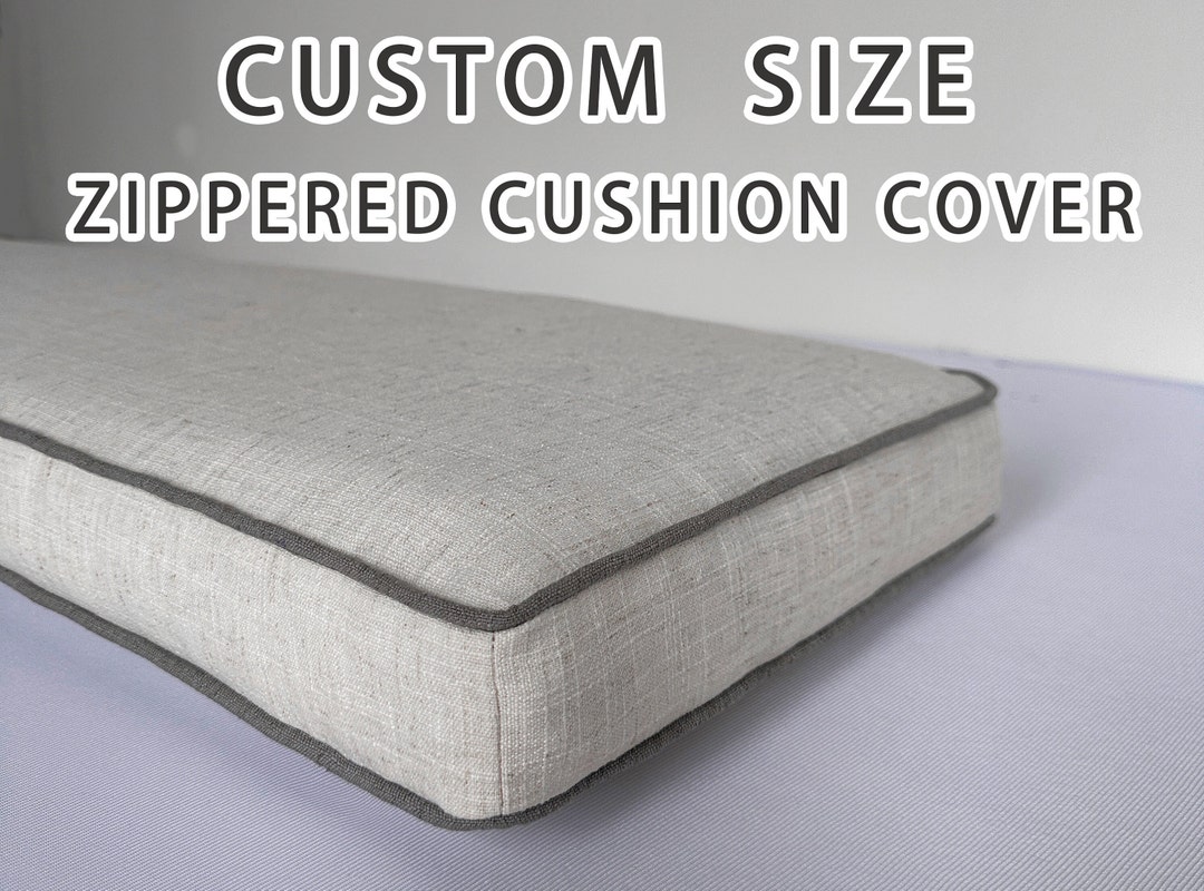 Custom Bay Window Seat Cushion,linen Window Seat Cushion With Piping ...