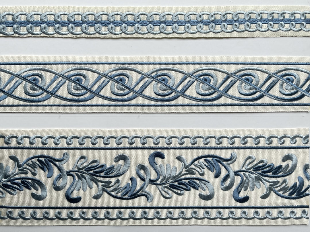 Blue Embroidery Trim, Curtain Trim, Throw Pillow Trim, Decorative ...