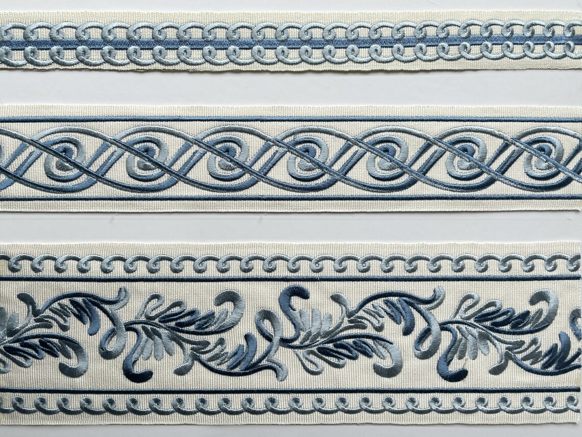 Blue Embroidery Trim, Curtain Trim, Throw Pillow Trim, Decorative ...
