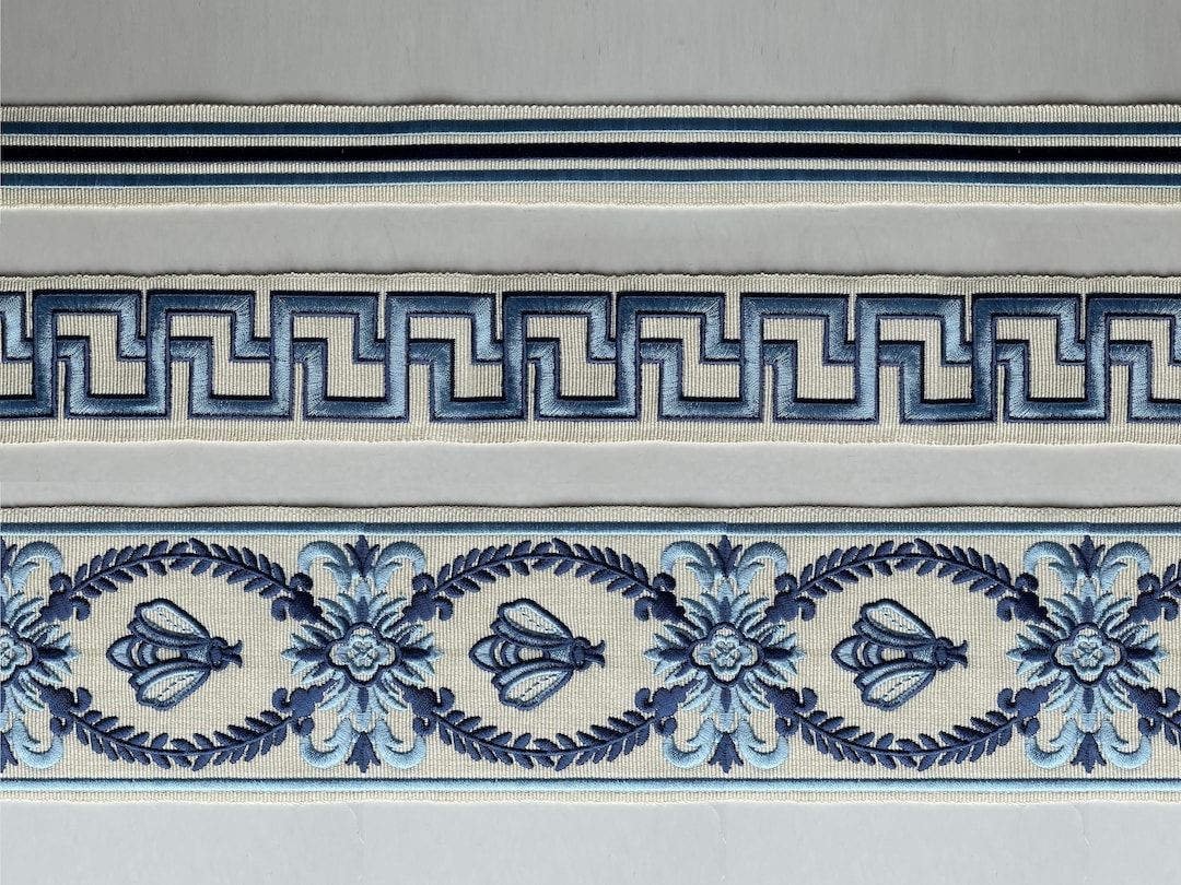 Blue Embroidery Trim, Curtain Trim, Decorative Fabric Band, Bee Trim ...