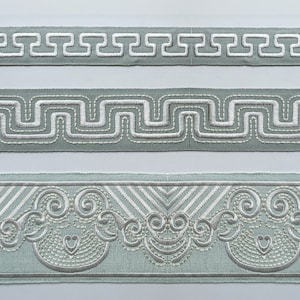 Light Blue Cotton Embroidered Trim, Trim Ribbon, Curtain Trim, Throw ...