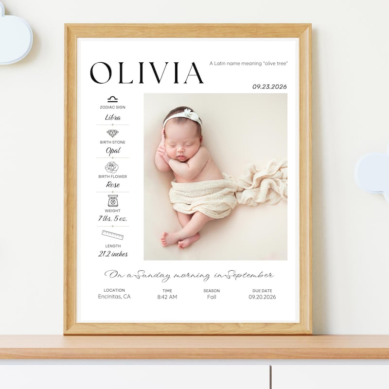 Birth Stats Poster - Etsy
