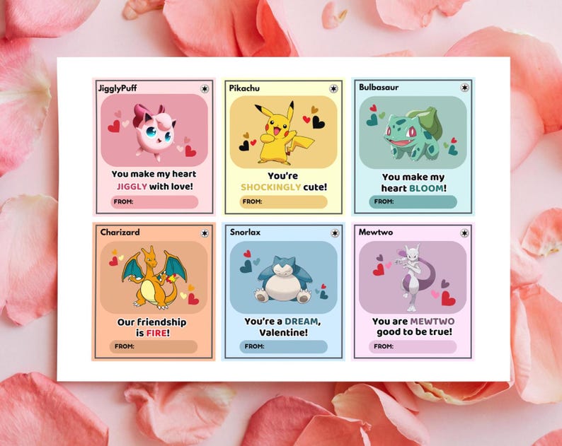Pokemon Valentines Cards, Pokemon Trading Valentines Cards, Kids ...