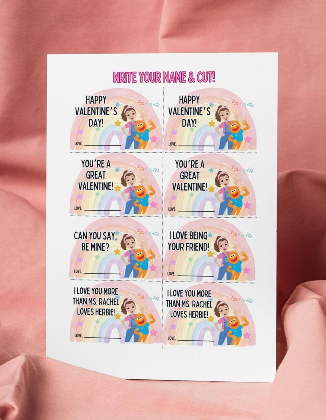 Editable Ms Rachel Valentines Cards, Herbie Valentines, Classroom ...