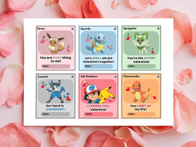 Pokemon Valentines Cards, Pokemon Trading Valentines Cards, Kids ...