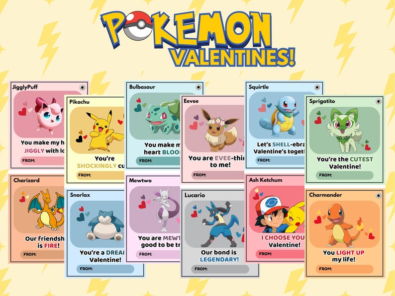 Pokemon Valentines Cards, Pokemon Trading Valentines Cards, Kids ...