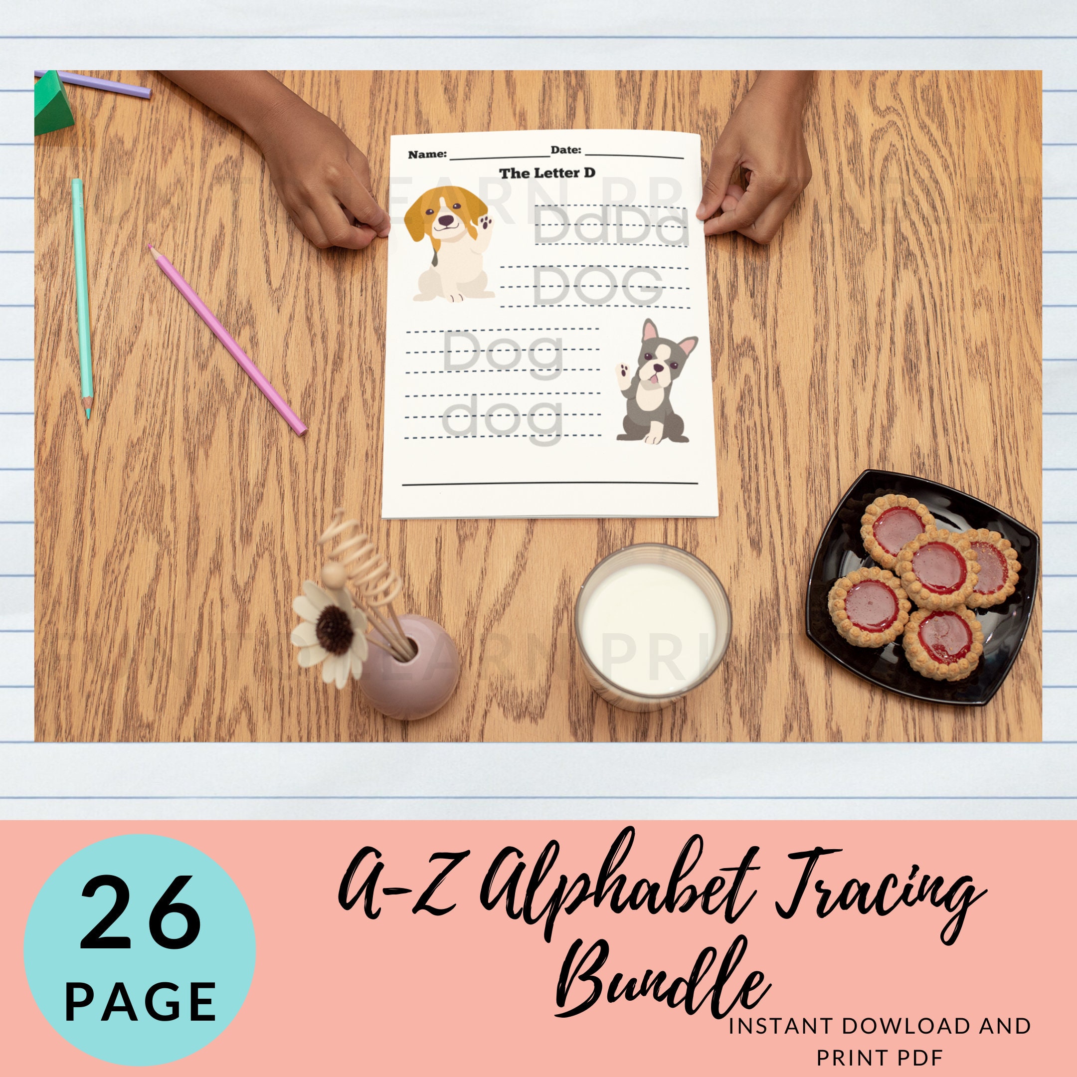 Alphabet Tracing Activity Book Digital Download Pack for Kids. 21 Page ...