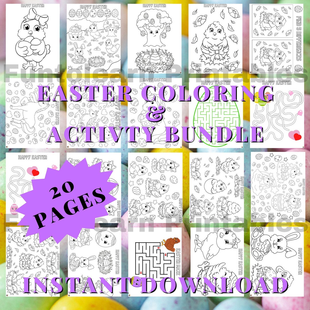Easter Coloring & Activity 20 Page Bundle. Instant Download PDF - Etsy