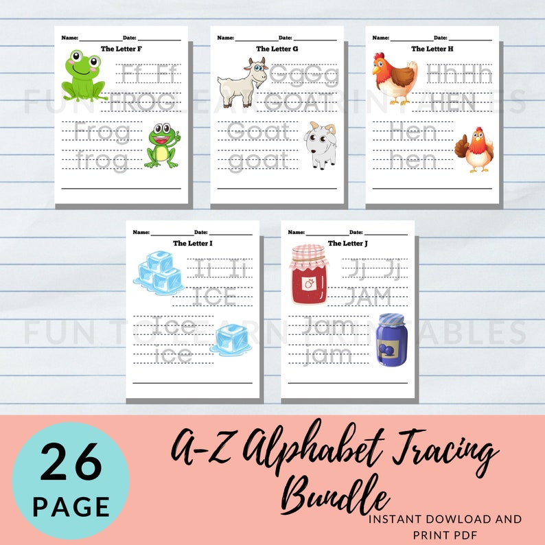 Alphabet Tracing Activity Book Digital Download Pack for Kids. - Etsy