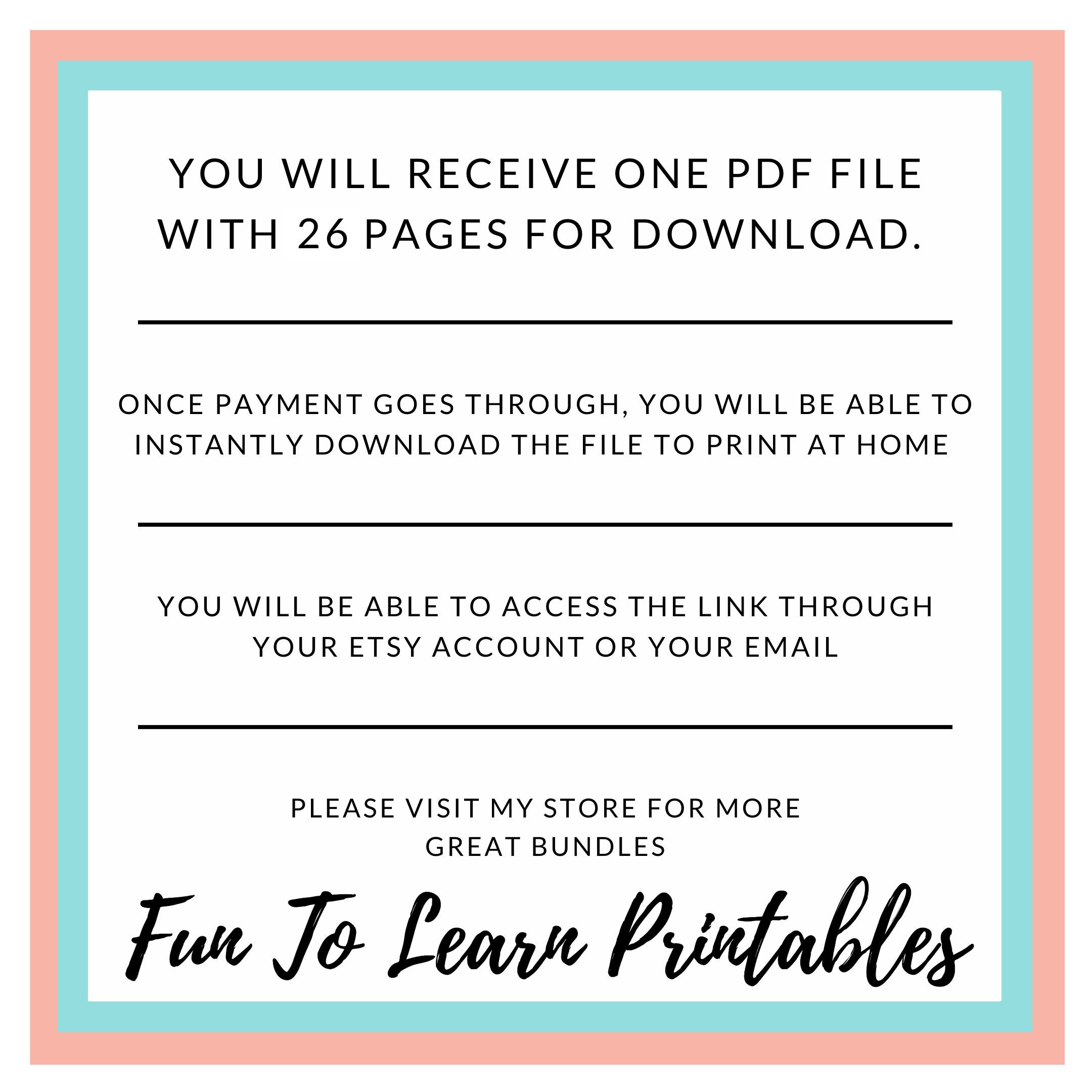 Alphabet Coloring Book Digital Download Pack for Kids. 21 Page Bundle ...