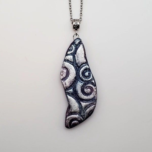 Scalloped Bottom Triangle Shaped Pendant With Silver Charm Connector - Etsy