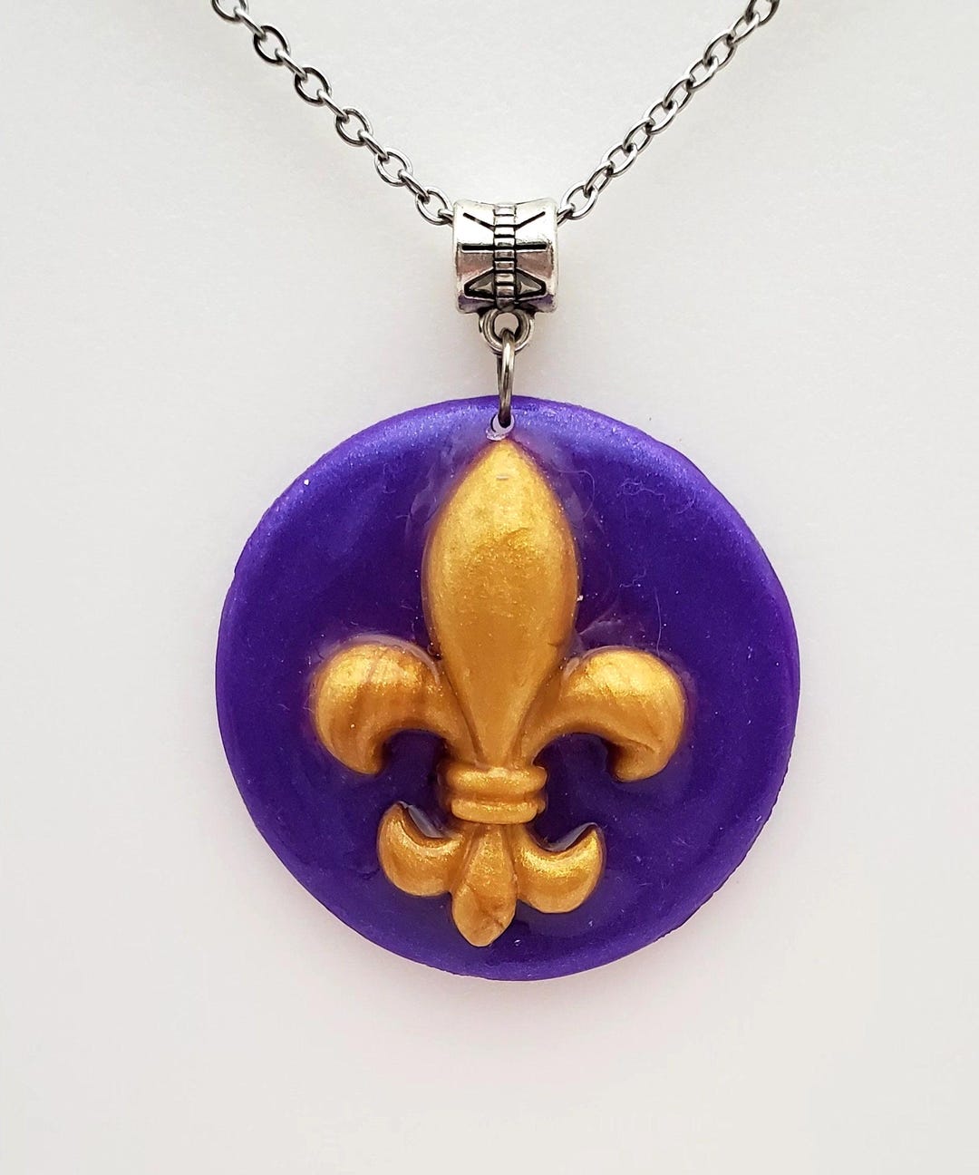 LSU Fan Favorite, Circular, Fleur-de-lis, Necklace W/ Pendant - Etsy