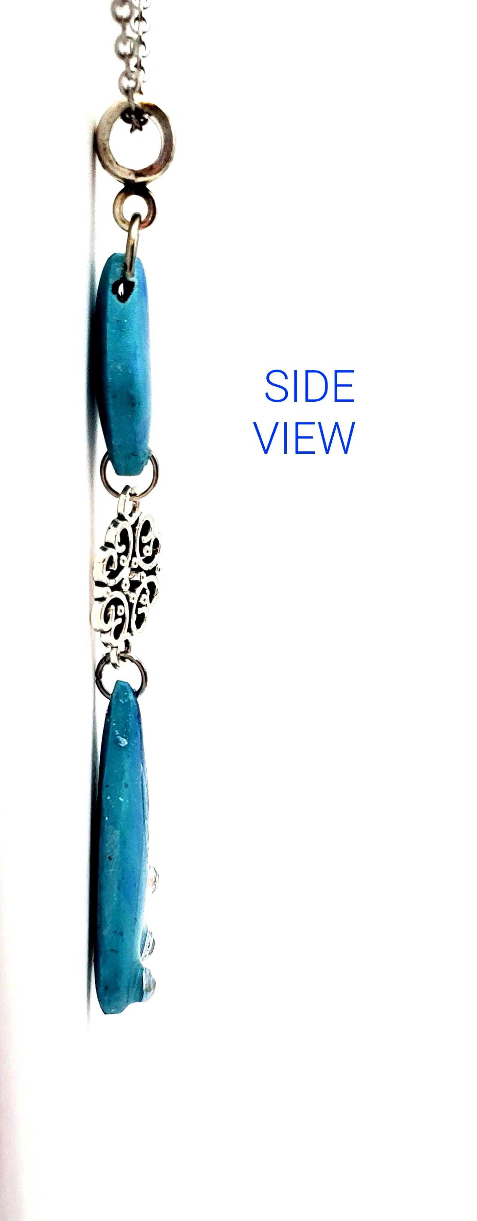 Scalloped Bottom Triangle Shaped Pendant With Silver Charm Connector - Etsy