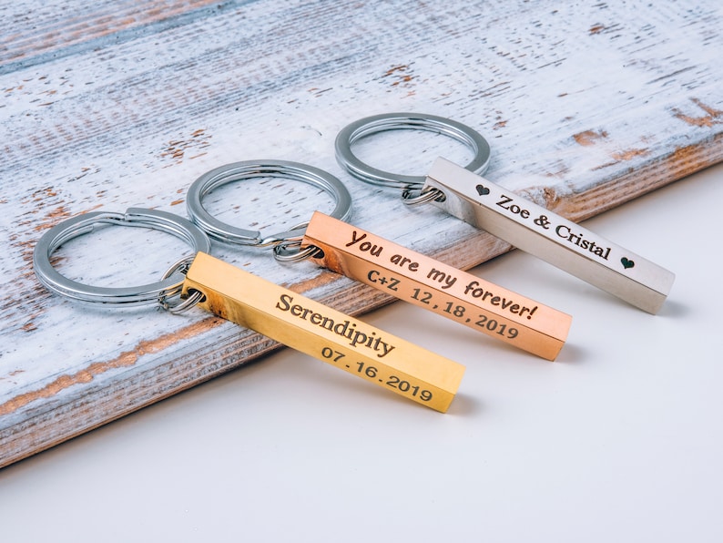 Personalized Keychain Metal Engraved Keychain Engraved Key Fob - Etsy