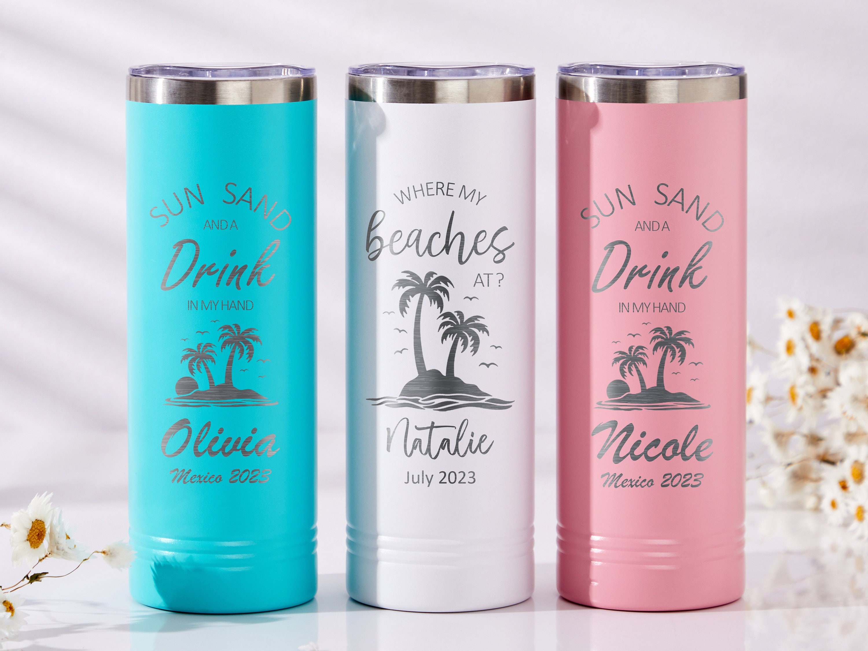 Personalized Beach Tumbler for Girls Trip Vacation Tumbler Engraved ...