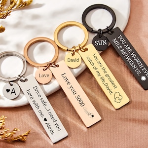 Custom Couple Keychain Personalized Gift for Boyfriend Girlfriend ...