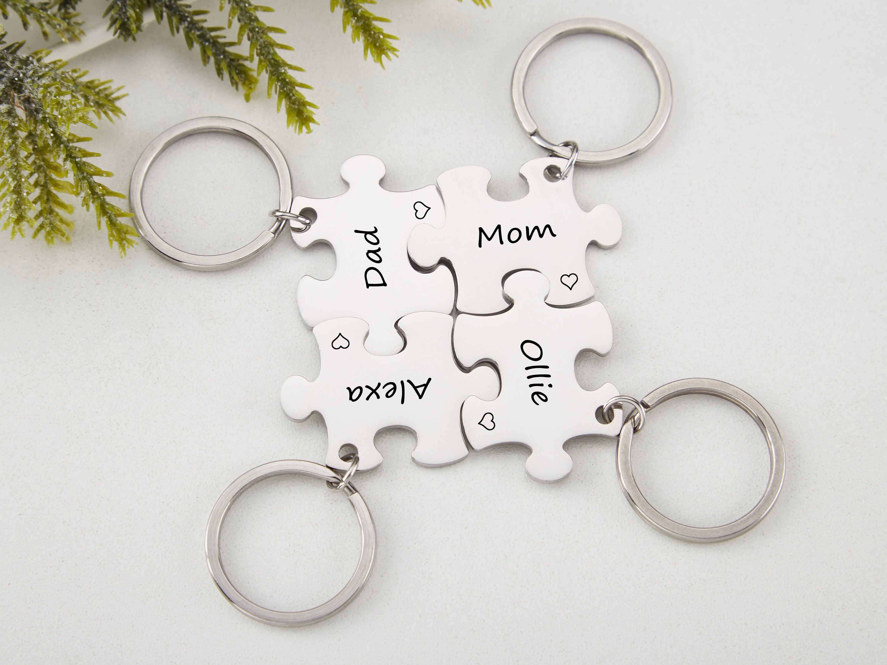Personalized Puzzle Key Chain With Names Couples Key Chain Puzzle ...