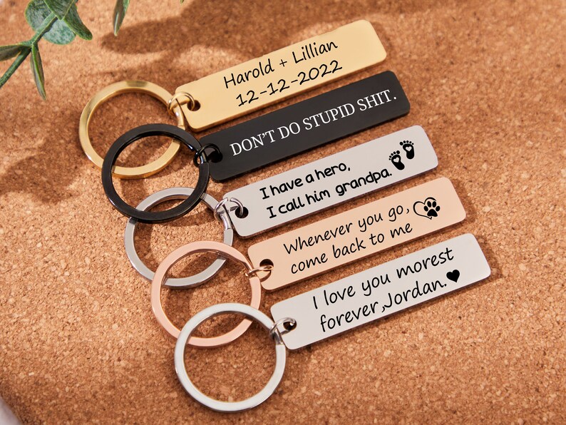 Stainless Steel Keychain Custom Engraved Key Chain Personalized Gifts ...