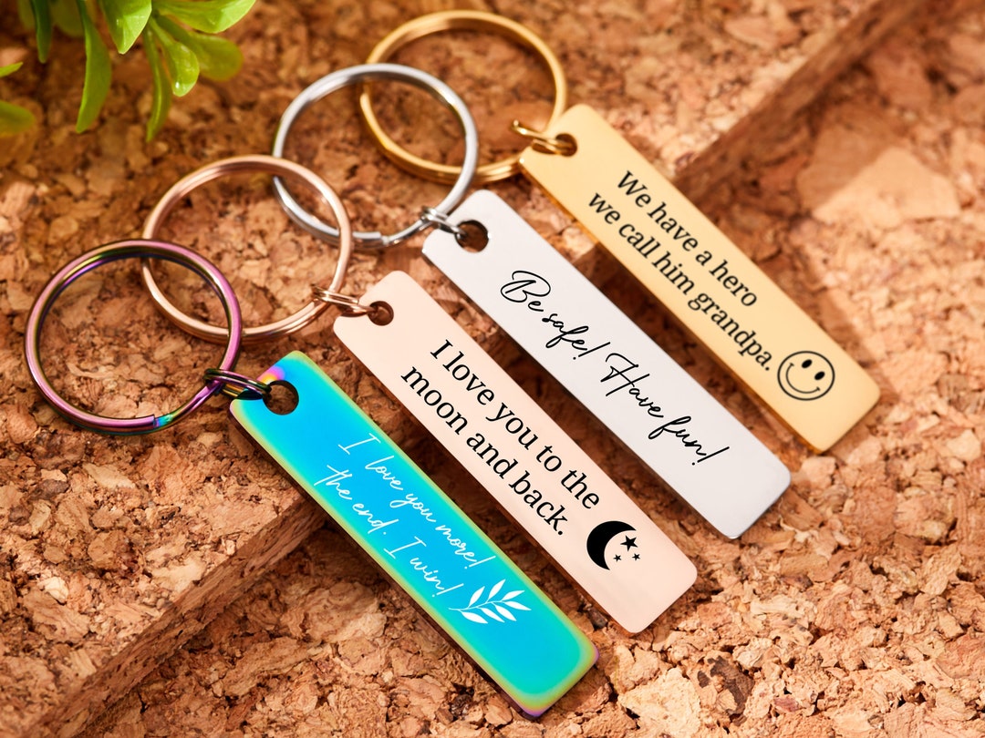 Drive Safe Keychain Custom Engraved Stainless Steel Rectangle Keychain ...