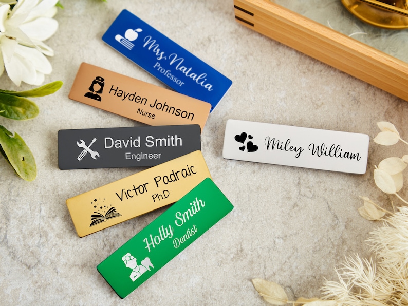 Personalized Name Tag Badge Holderwearable Magnetic Name Tags - Etsy