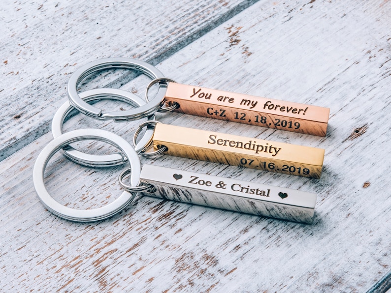 Personalized Keychain Metal Engraved Keychain Engraved Key Fob - Etsy