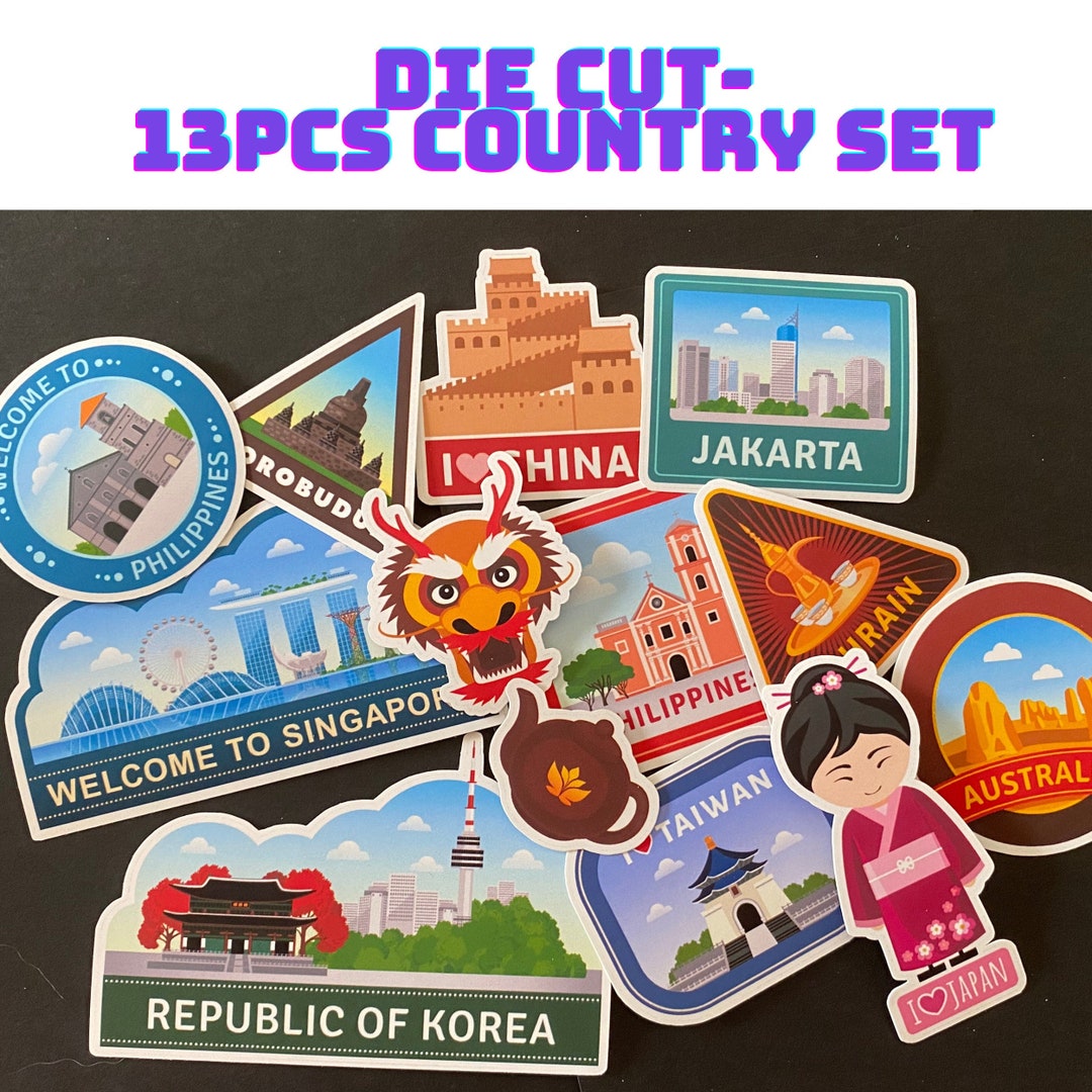 Waterproof Stickers Countries Korea Japan Philippines China Taiwan ...