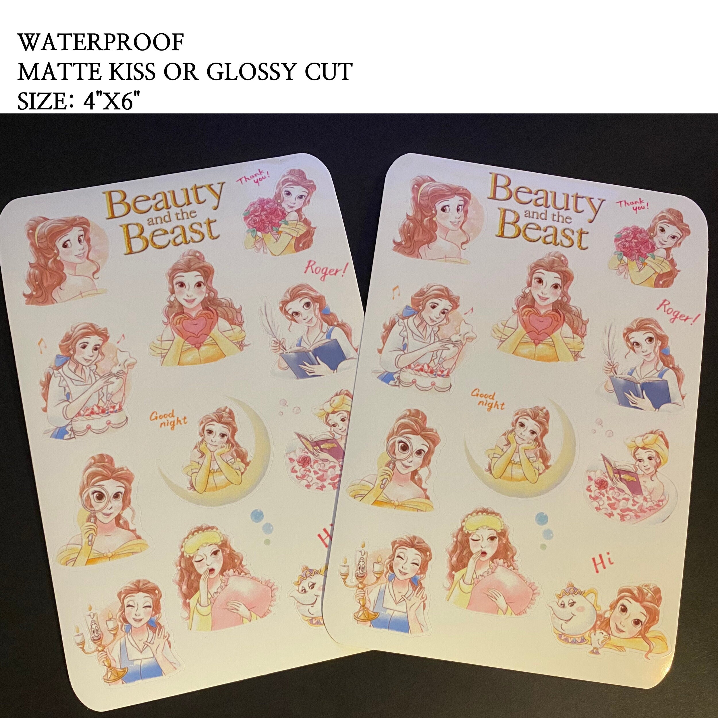 Disney Princesses Beauty and the Beast Disney Waterproof Stickers - Etsy