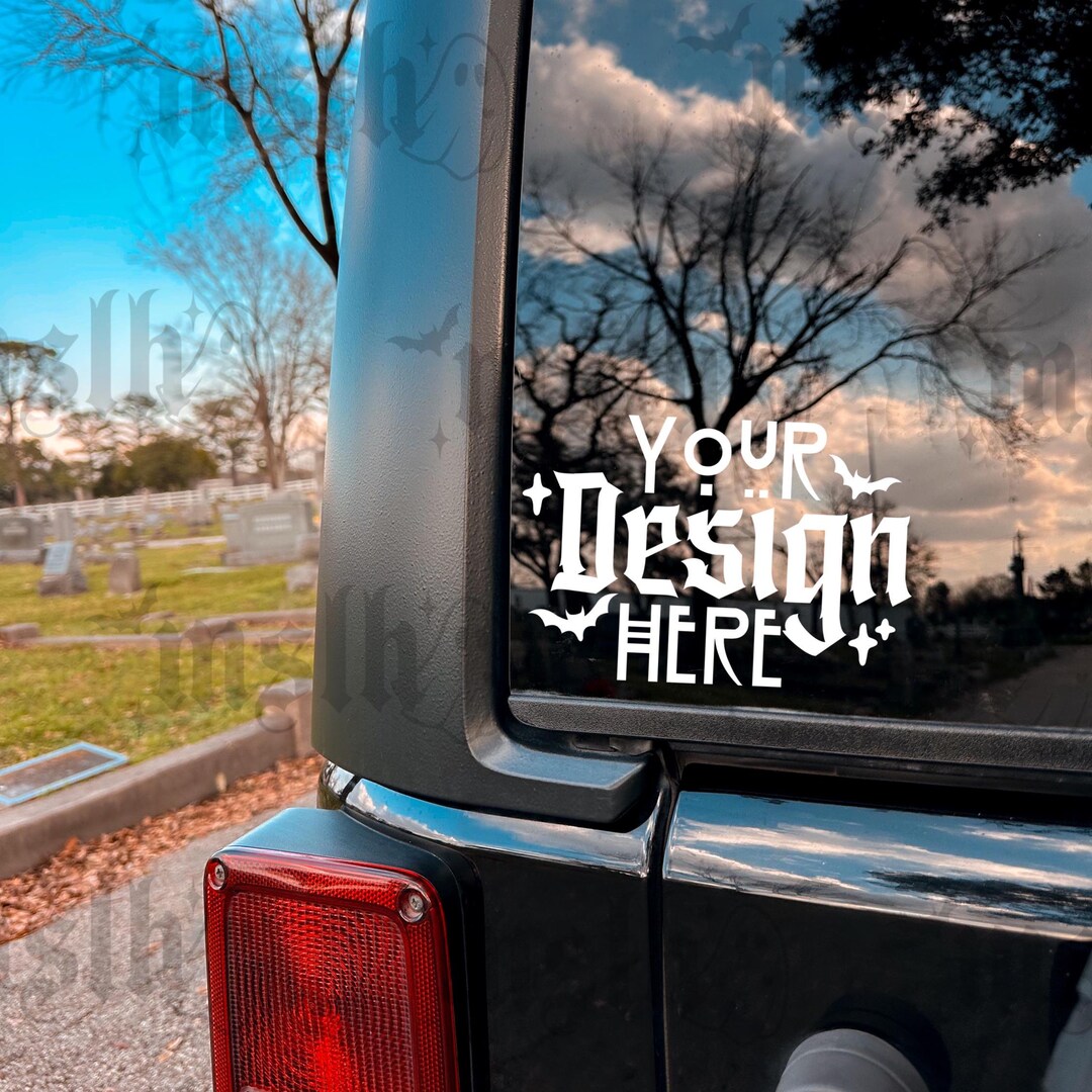 Cemetery Car Decal Mockup, Car Sticker Mockup, Vinyl Decal Mockup, Rear ...