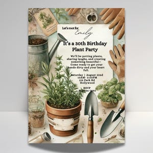 Plant Party Invitation | Garden Party | Birthday Plant Invite ...