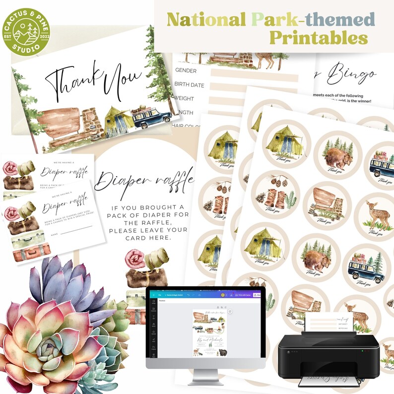 National Park-themed Favor Tags, Cupcake Topper, Sticker - Etsy