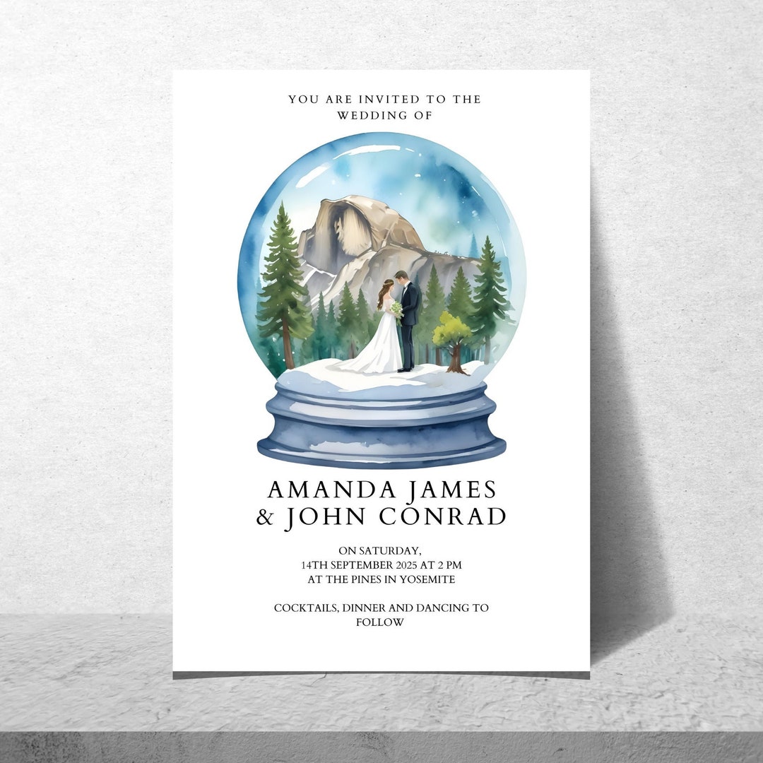 Yosemite Wedding Invitation: Snow Globe Theme (instant Download) - Etsy