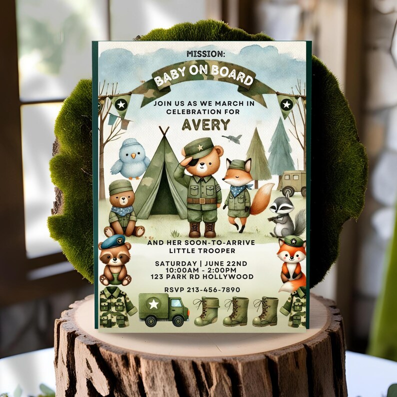 Army Theme Baby Shower Invitation, Little Trooper, Military Theme ...