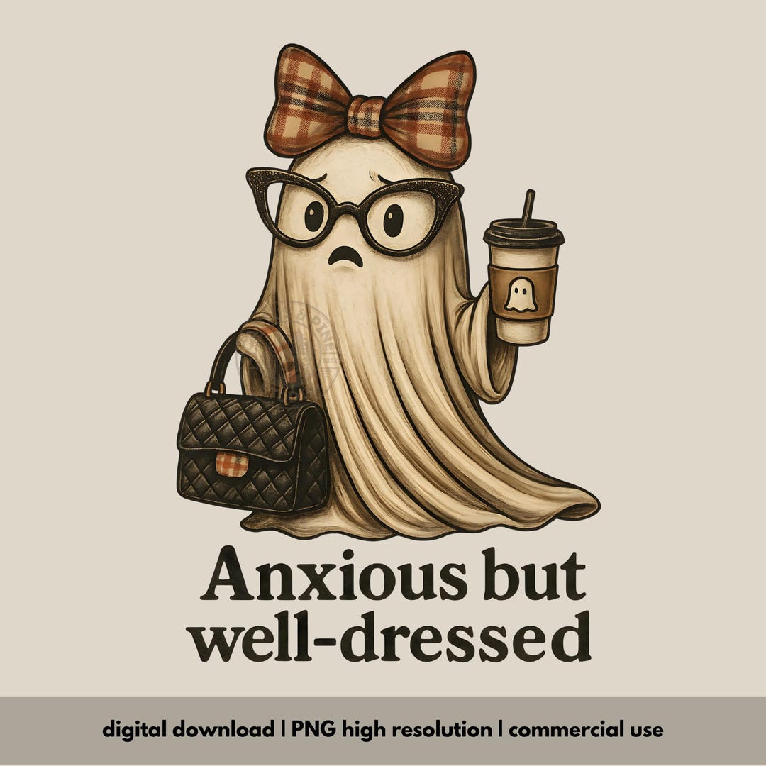 Boojee Ghost PNG: Retro Halloween Clipart, Funny Spooky Coffee Design ...