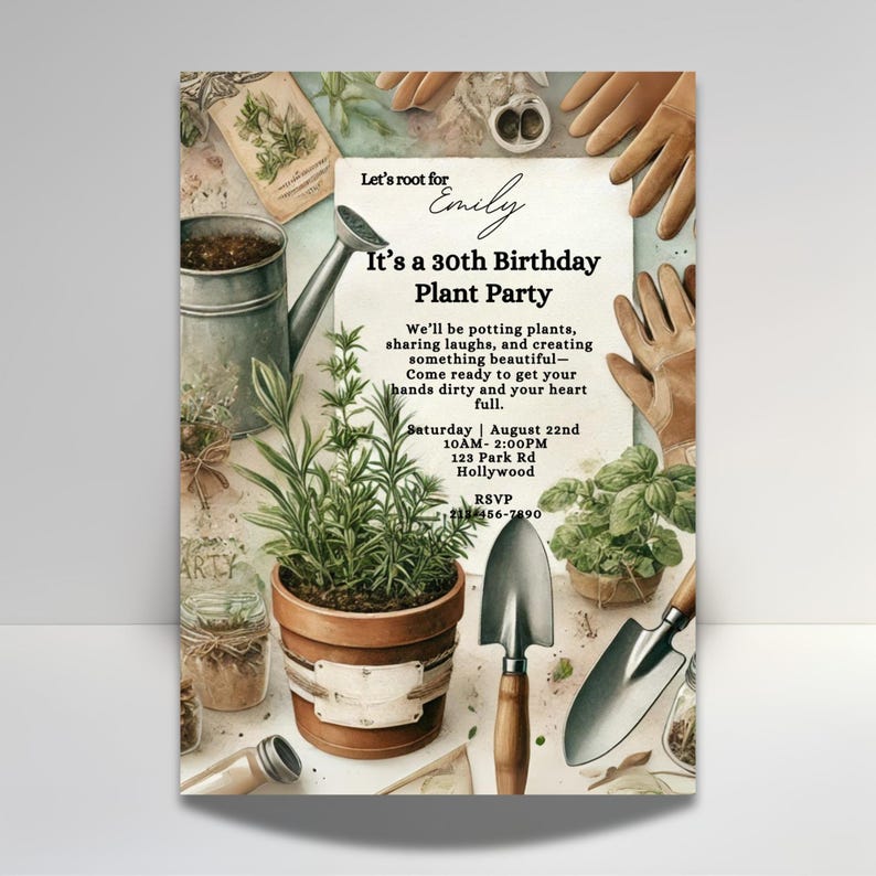 Plant Party Invitation | Garden Party | Birthday Plant Invite ...