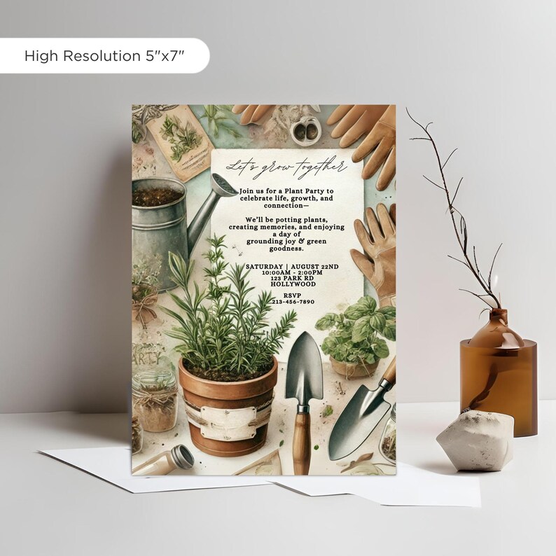 Plant Party Invitation | Garden Party | Birthday Plant Invite ...
