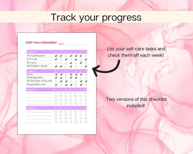 Self-care Planner Checklist for Mental Health and Wellness, Daily Well ...