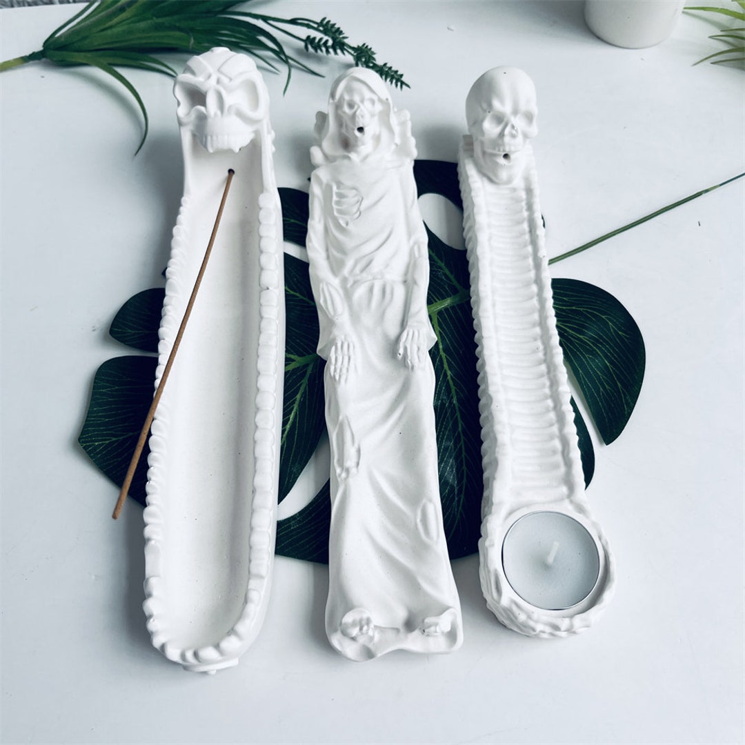 Skull Head Incense Burner Silicone Mold, Incense Stick Holder Concrete ...